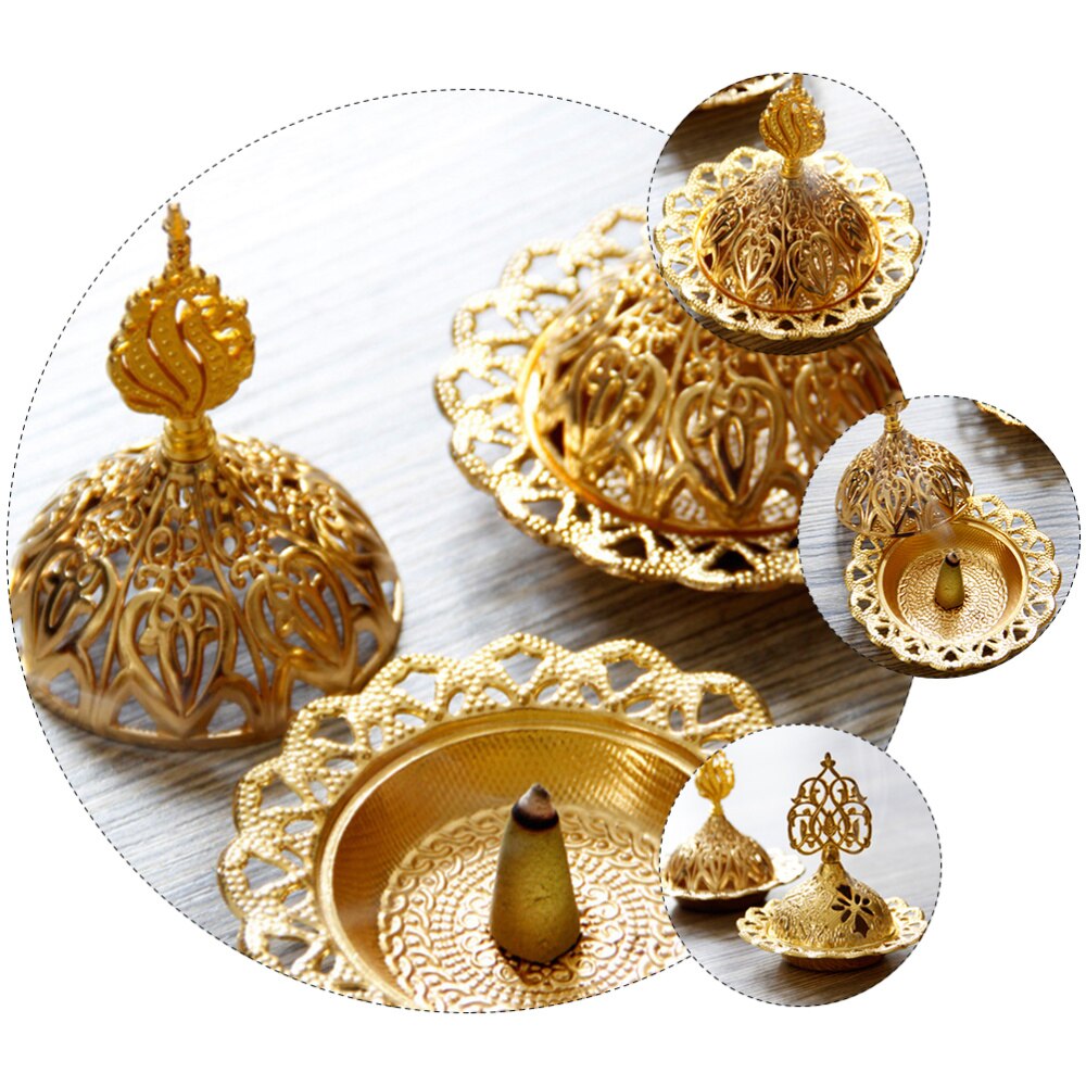 1Pc Metal Incense Burner Hollow Golden Tower Oil B... – Grandado