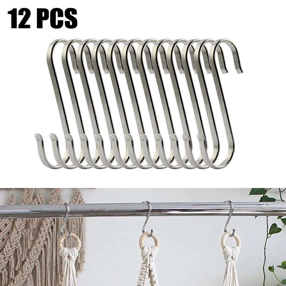 12 Pcs S Hooks Flat Stainless Steel Hanger Kitchen... – Grandado