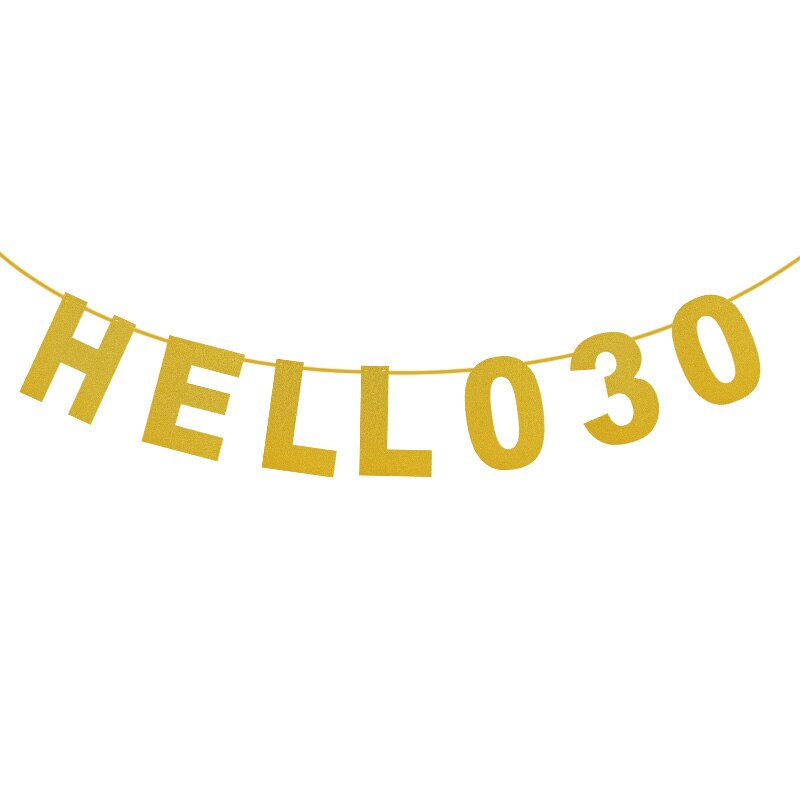 7 Flags Glitter Gold Paper Banners HELLO 30 40 50 ... – Vicedeal