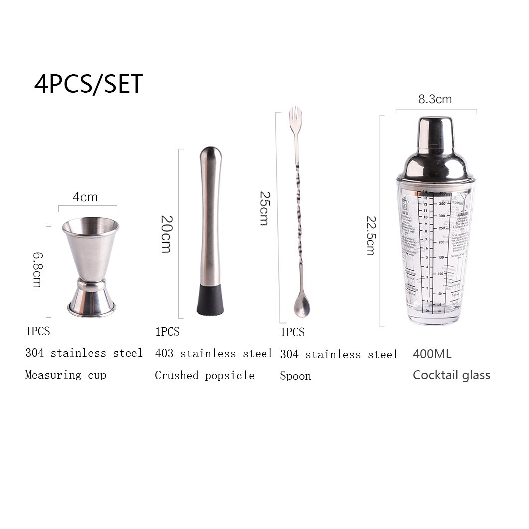 400ML Cocktail Shaker Transparent Scale Bar Shaker... – Vicedeal