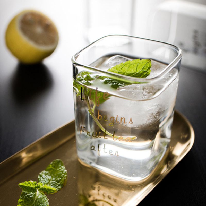 Golden Heat-resistant Square Glass Cup – Grandado