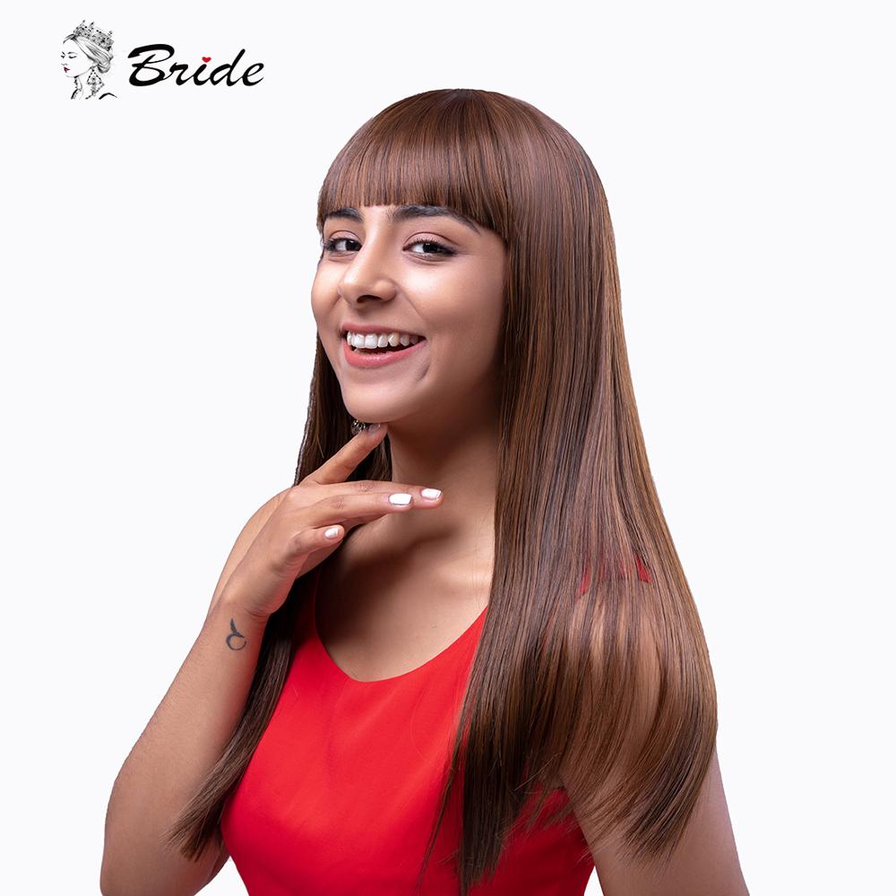 BRIDE 20in Women's Wine Red Wig Straight Synthetic... – Grandado