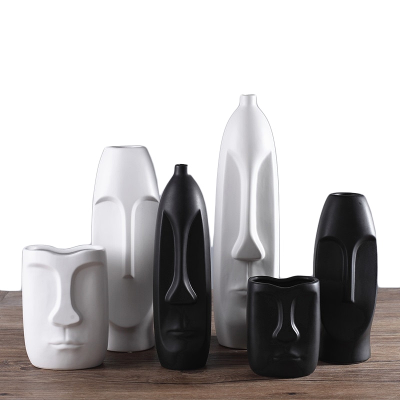 Nordic Minimalist Ceramic Abstract Vase Black and ... – Grandado