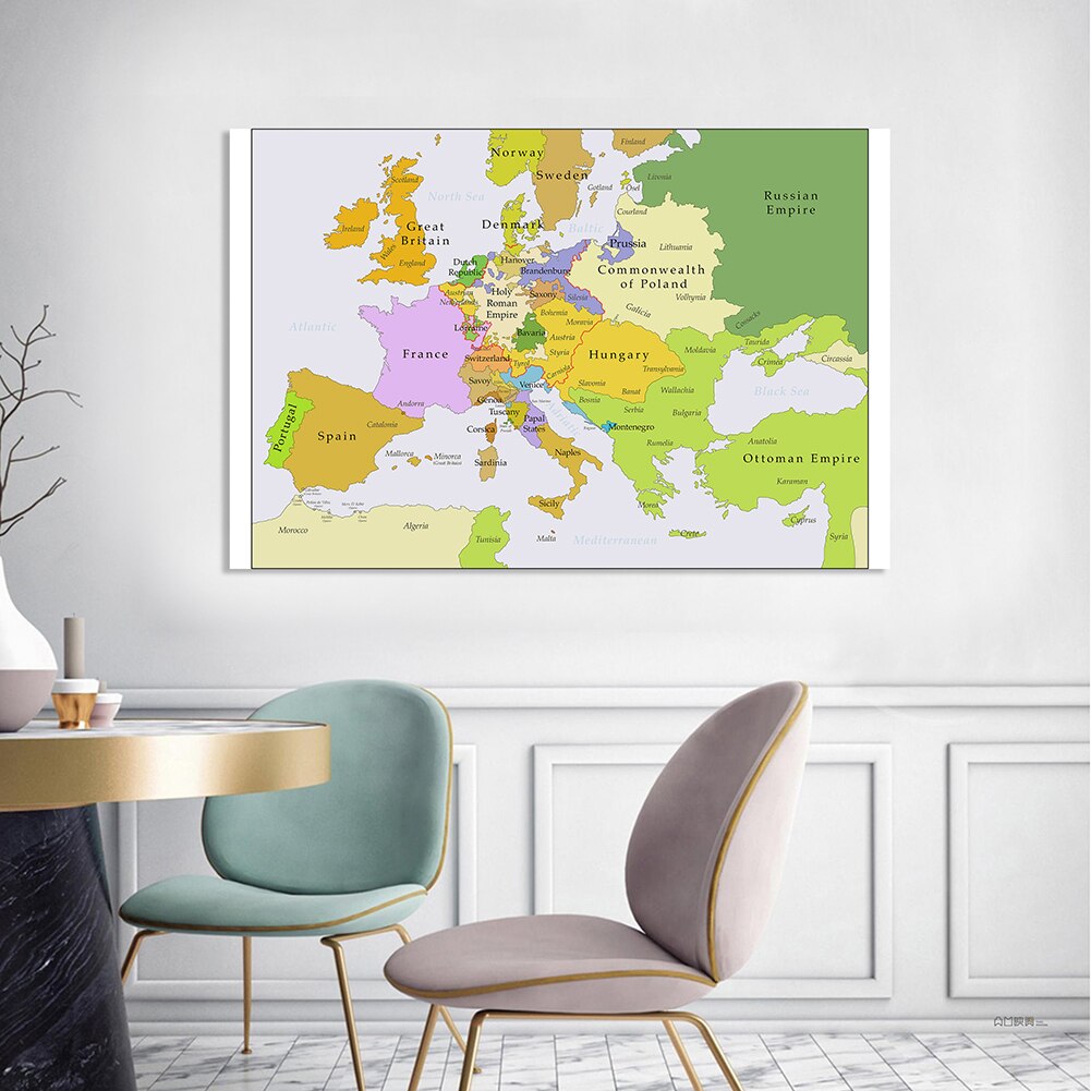 150*100 cm The Europe Map In 1700-1850 Year Large ... – Grandado