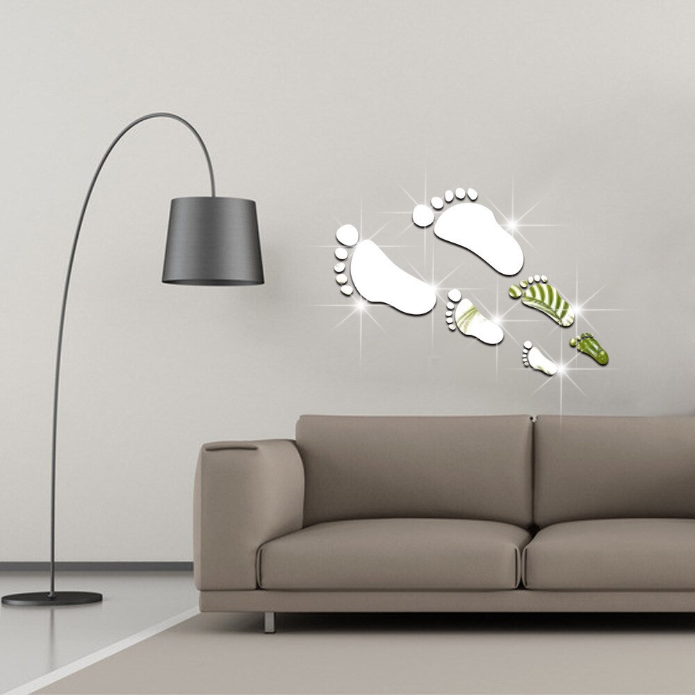 Decorate Home footprint art wall mirror sticker de... – Grandado