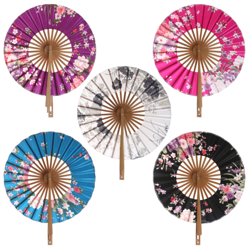 Japanese Flower Pocket Folding Hand Fan Round Circ... – Grandado
