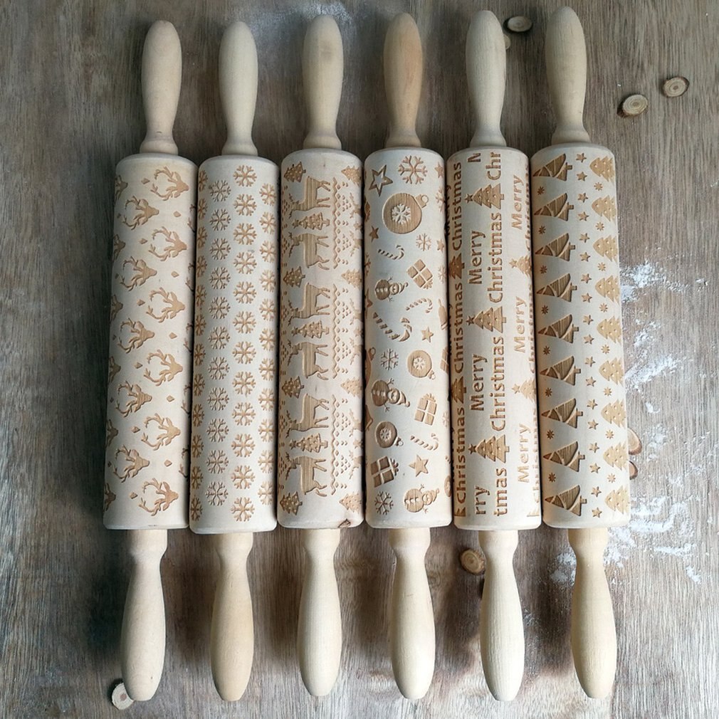 35cm Smiley Engraved Embossing Rolling Pin With Ch... – Grandado