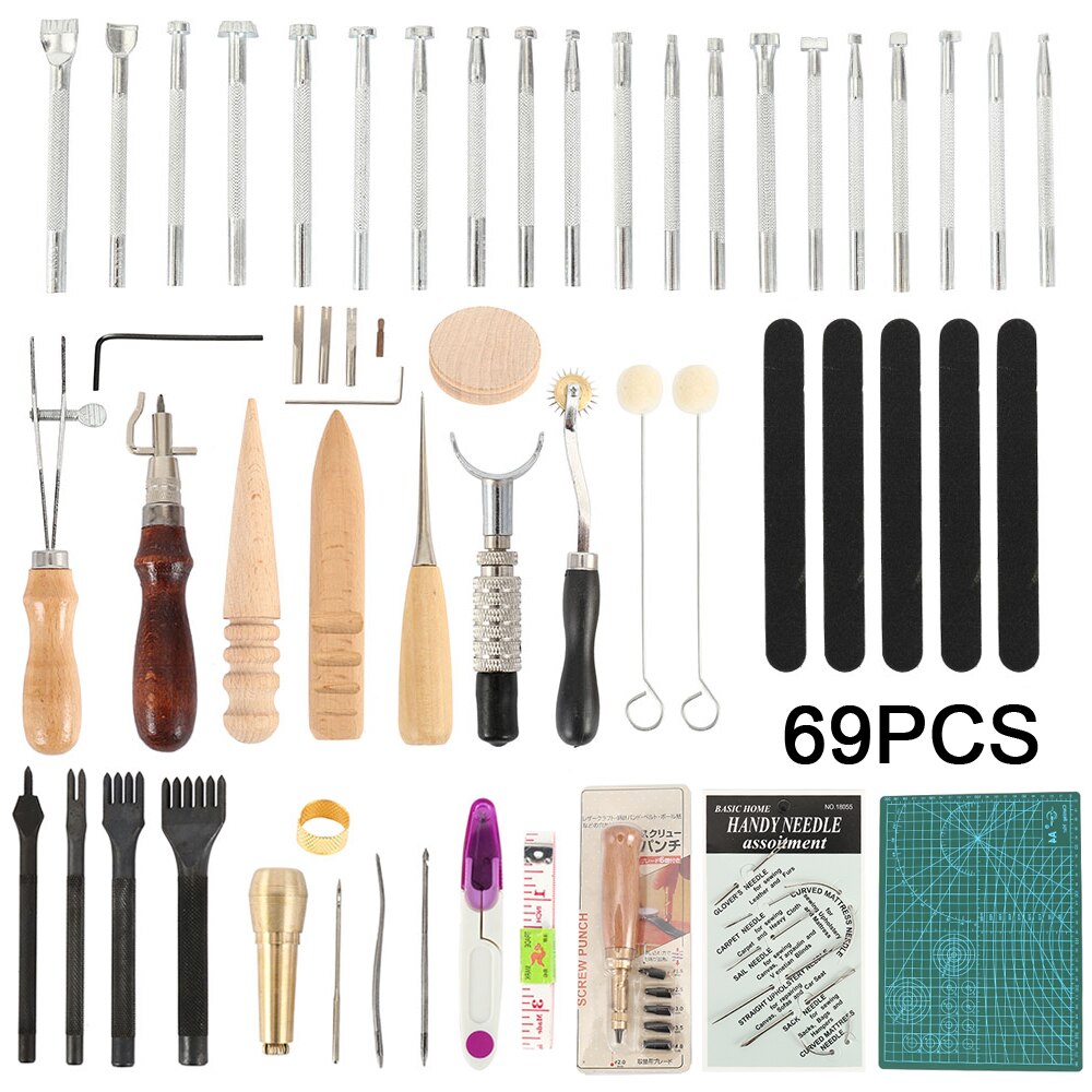 69pcs/set Leather Craft Tools Kit Hand Sewing Stit... – Grandado