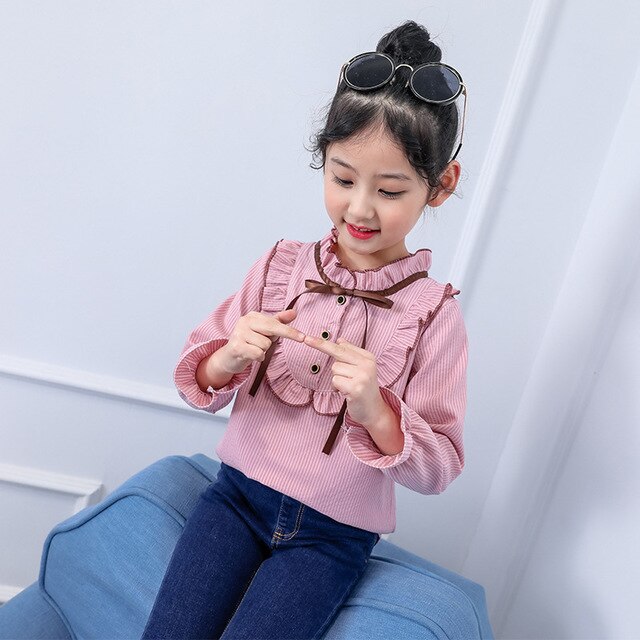 Brand School Uniform White Blouse Ruffle Long Slee... – Grandado