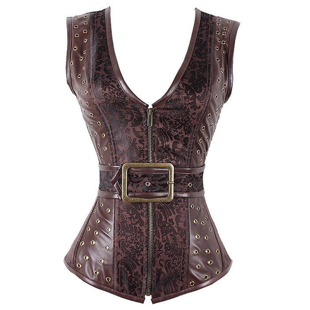 Womens Brown Steampunk Corset Gothic Clothing Sexy... – Grandado