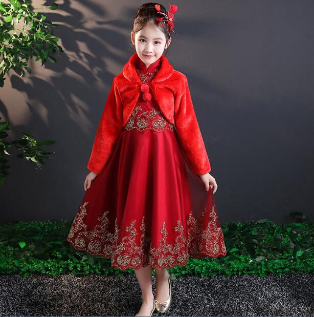 Kid Winter Coats For Girls Faux Fur Cape Wedding W... – Vicedeal