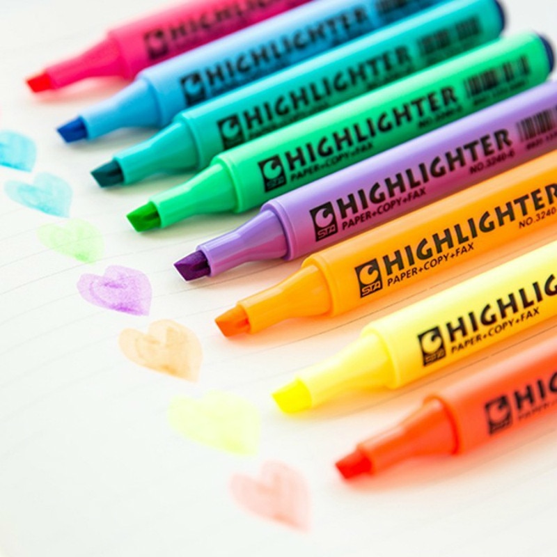 8 Colors Oblique head Highlighter Pen Markers Past... – Vicedeal