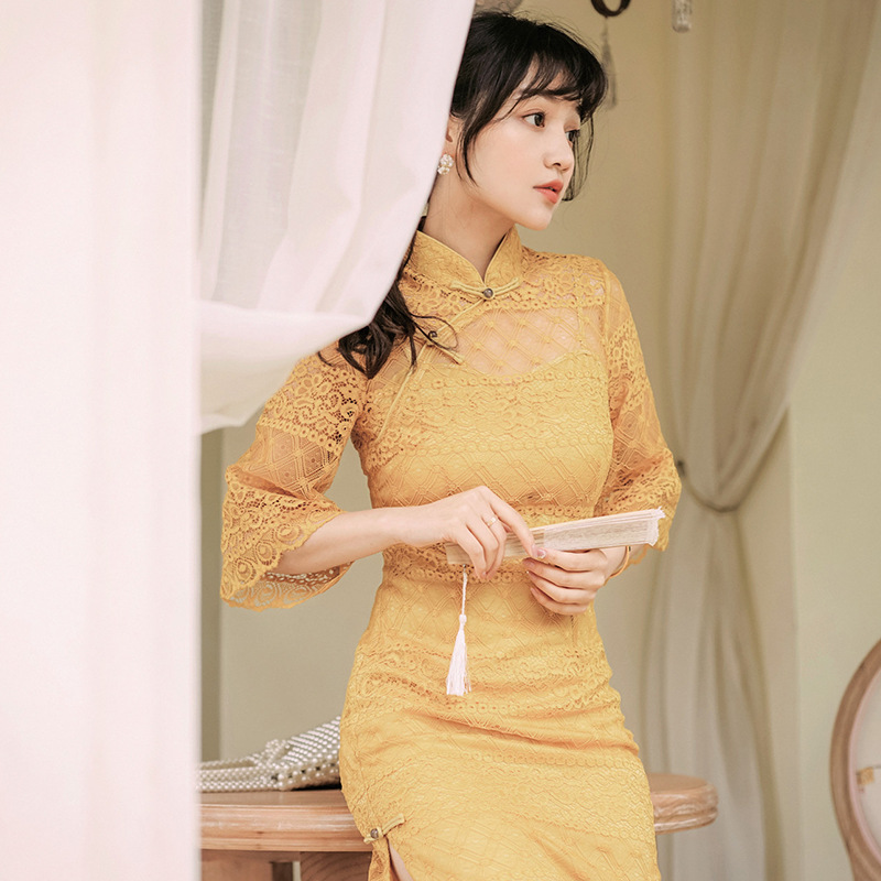 Lace Dress Cheongsam Chinese Tradition Dresses Chi... – Grandado