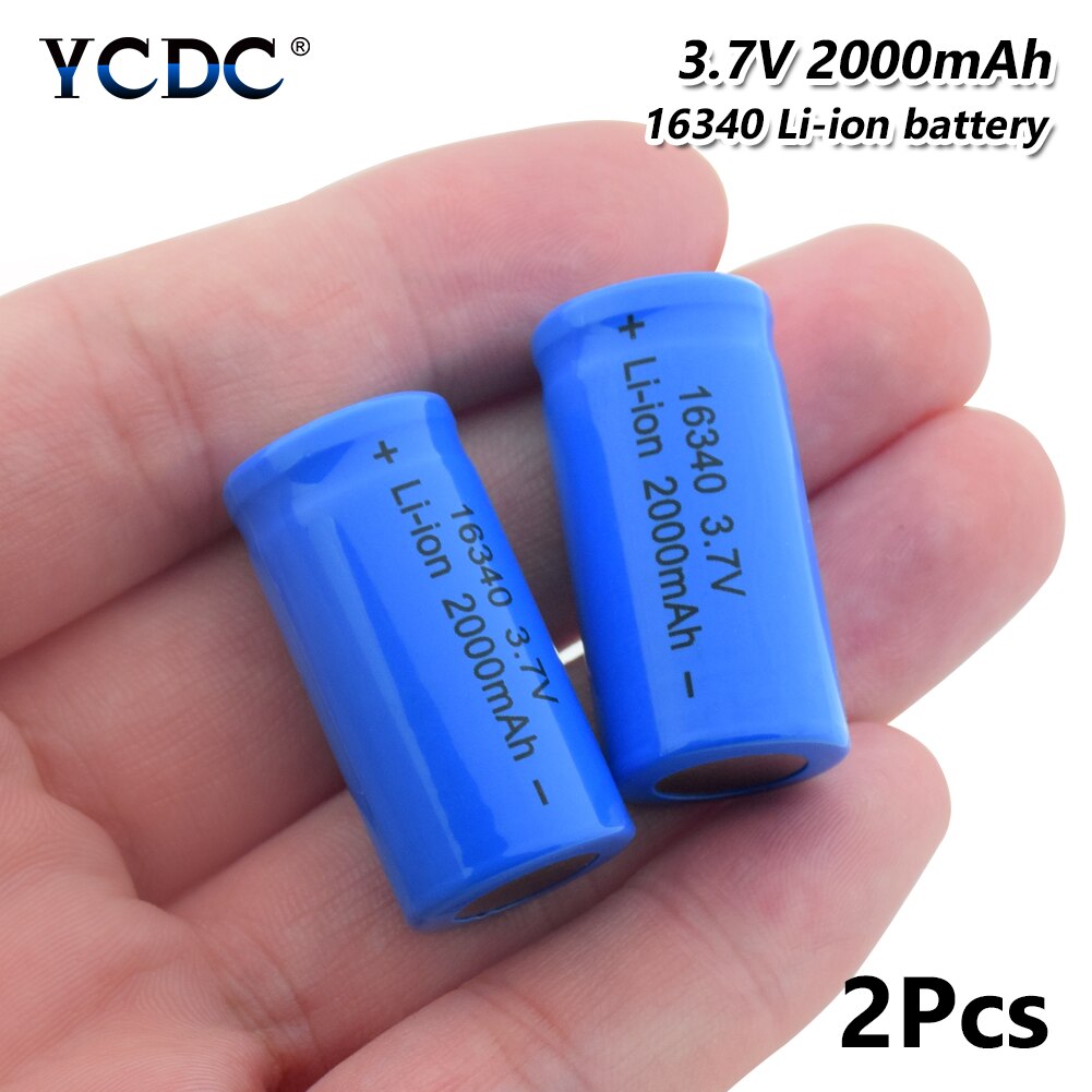 2/4/6/8/10 st 3.7v 16340 2000 mah blå li-ion-batte... – Grandado