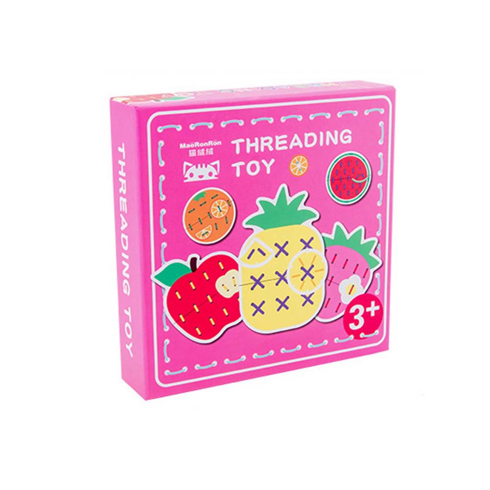 Kids Threading Toys Cartoon Animals Vegetable Wood... – Grandado