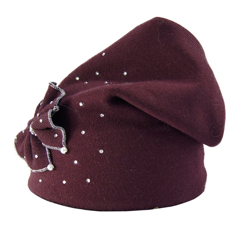 Winter bloem Hoed Dames Knit kristallen Hoeden Voo... – Grandado