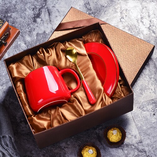 Big red European high-end coffee cup set with a mu... – Grandado