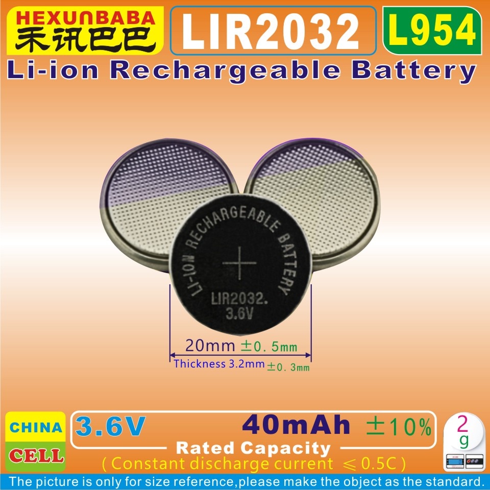 10pcs [L954] 3.6V 40mAh [LIR2032] Li-ion Rechargeb... – Grandado