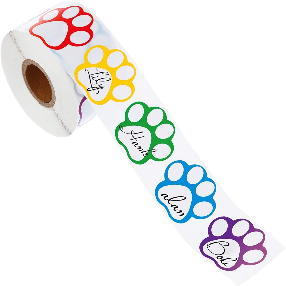500Pcs 1Inch Paw Print Stickers Roll Colorful Dog ... – Vicedeal
