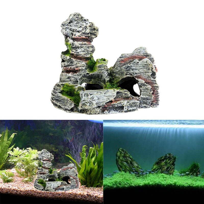 Mountain View Aquarium Rock Cave Tree Bridge Fish ... – Grandado