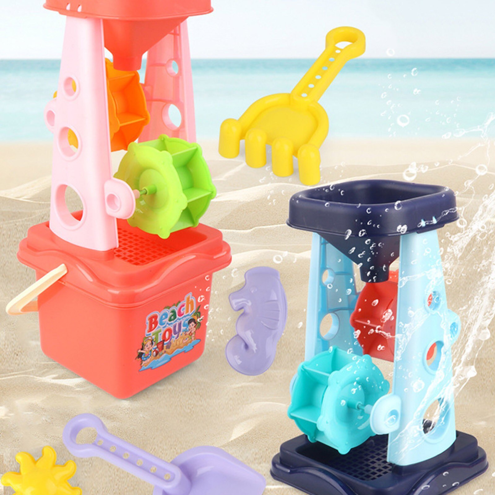 5PCS/ Set Beach Sand Toys Filtering Sand Funnel Bu... – Grandado