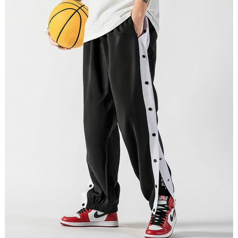Men Basketball Pants Side Striped Button Easy To W... – Vicedeal