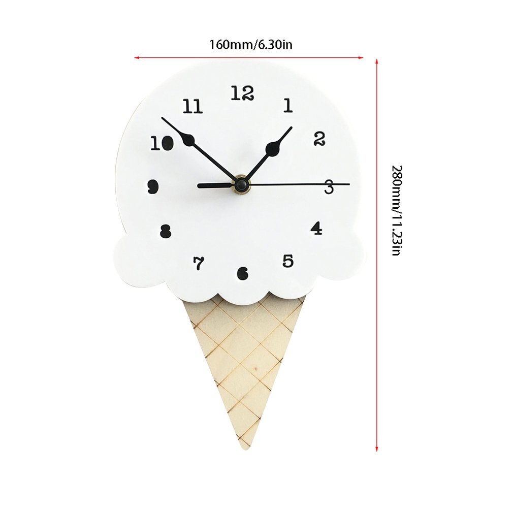 Cute Ice Cream Wall Clock Mute Kids Room Wall Cloc... – Grandado