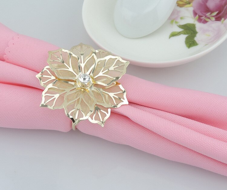 6PCS metal stainless steel napkin ring flower deli... – Grandado