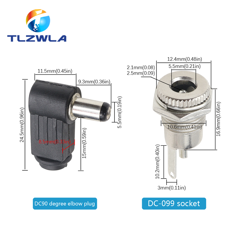 10PCS (5Pairs) Male DC Power Plug Angle 90 degree ... – Grandado