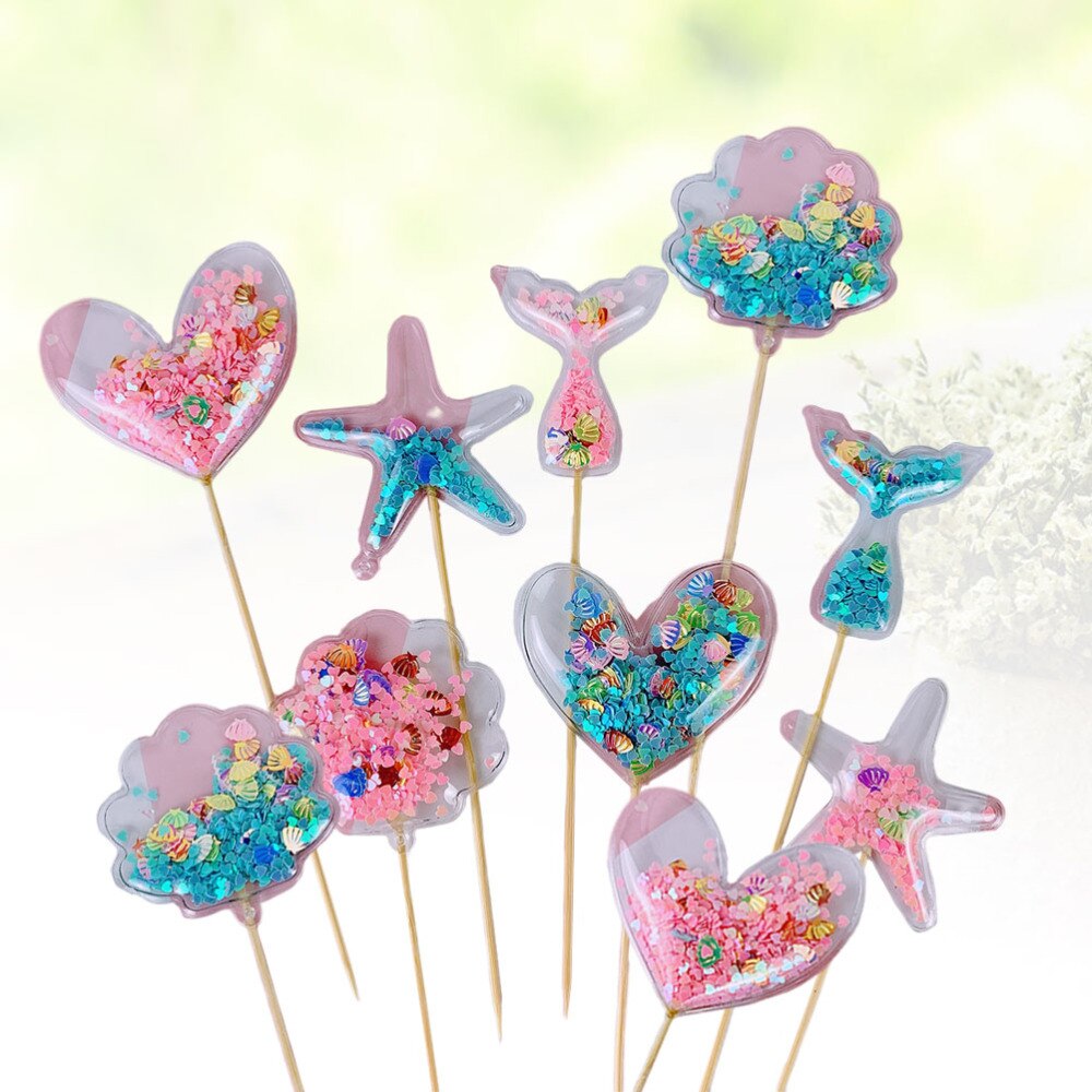 10pcs Cake Toppers Transparent Shiny Cake Inserts ... – Grandado