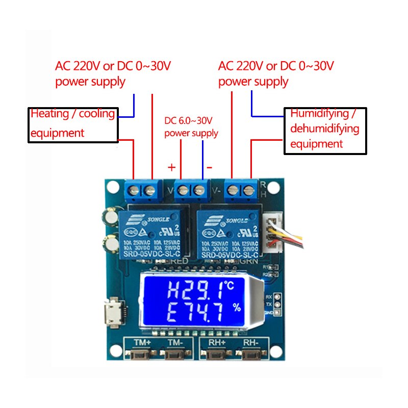 Digitale display LCD 5V12V temperatuur en vochtigh... – Vicedeal