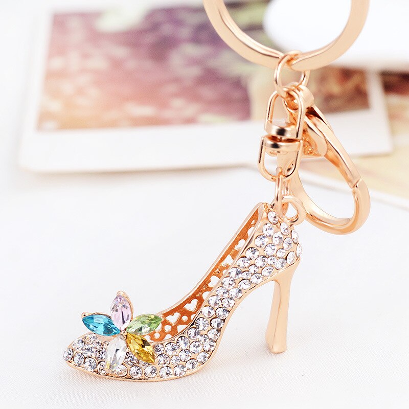 Charm crystal Studded High Heels Keyring Women Pur... – Grandado