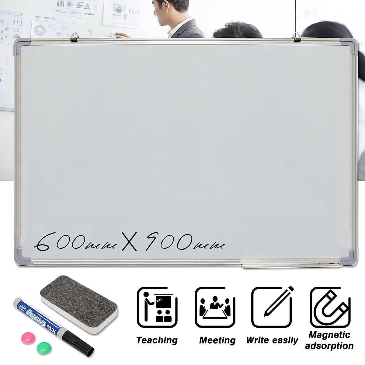 600x900MM Magnetic Whiteboard Writing Board Double... – Grandado