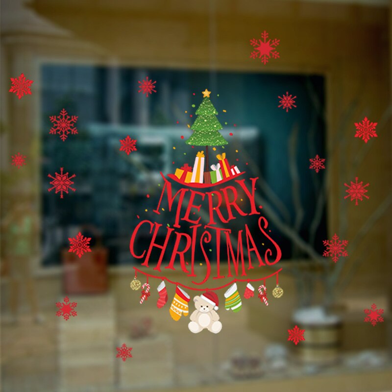 Merry Christmas Tree Shop Window Glass Decoration ... – Grandado