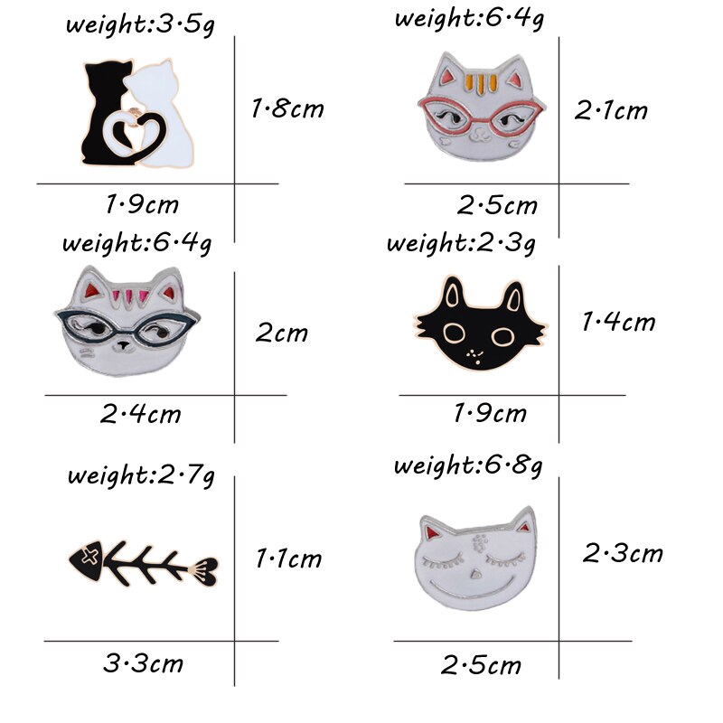 Leuke animal Pins Collection Bril Kat Visgraten Em... – Grandado