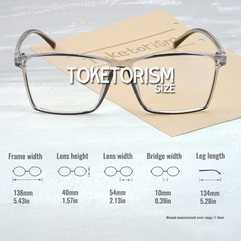 Toketorism Square eye glasses frames for women men... – Grandado