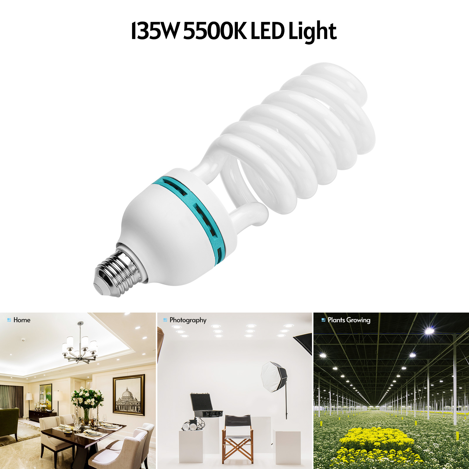 Andoer E27 135W Spiral Fluorescent Light Bulb 5500... – Vicedeal