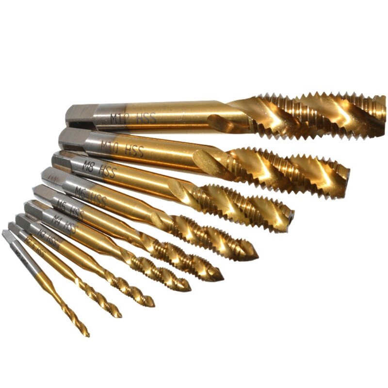 9pcs M2-M12 Titanium Coated High Speed Steel HSS S... – Grandado