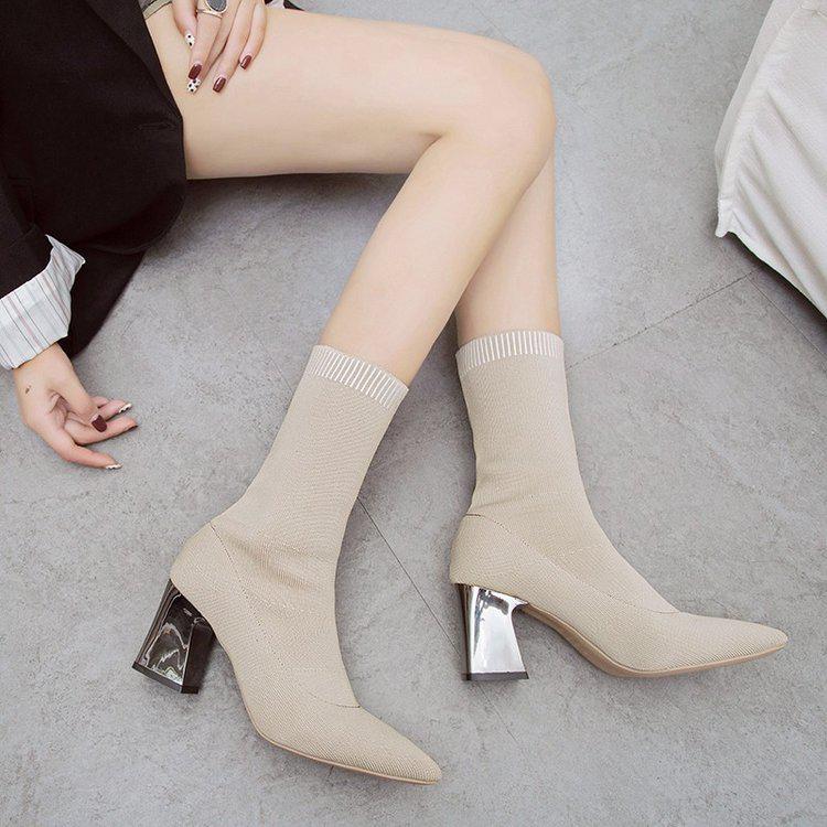 Botas elásticas delgadas para mujeres puntiagudas ... – Grandado