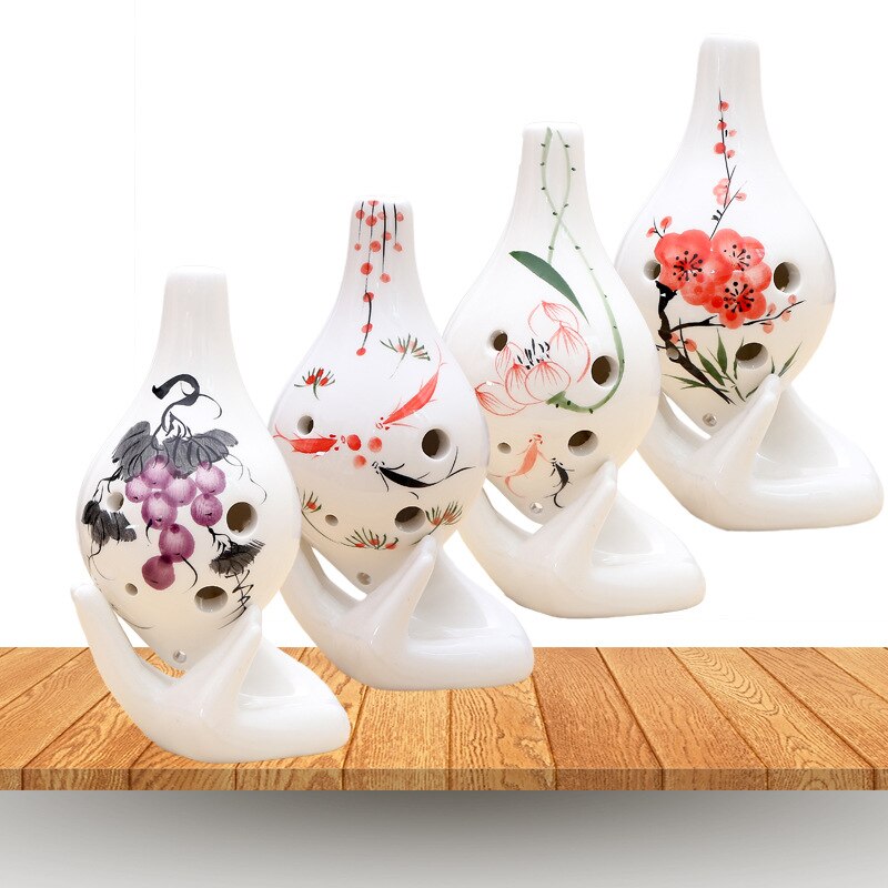 Ocarina 6 Holes Flower Pattern Ceramic AC Key Musi... – Vicedeal