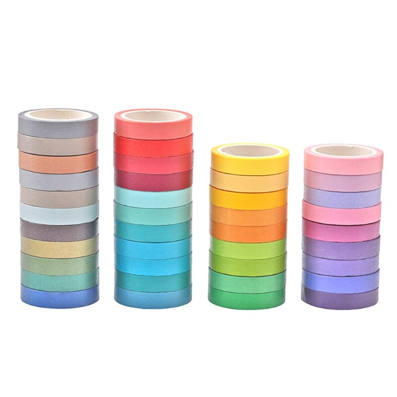 40 Pack Portable Colored Washi Tape Roll Set PVC B... – Grandado
