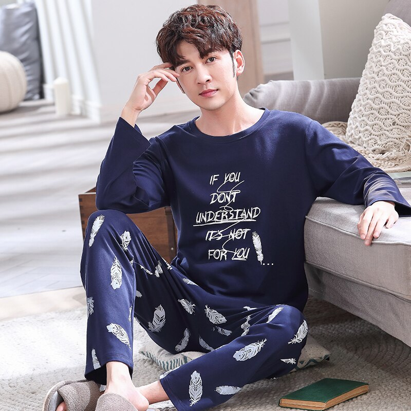 Autumn Men Pajamas Long Sleeve Pijama Male Pajama ... – Grandado