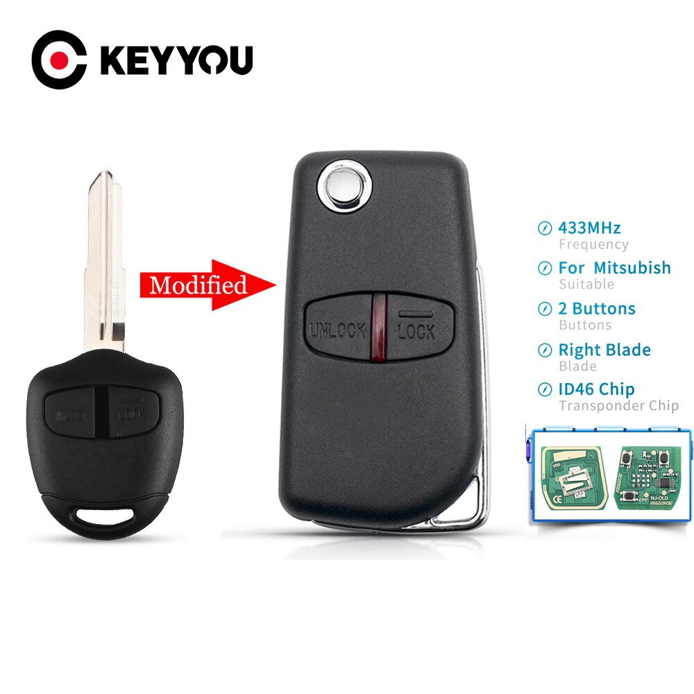 KEYYOU Modified 433MHz 2/3 Buttons ID46 Car Remote... – Grandado