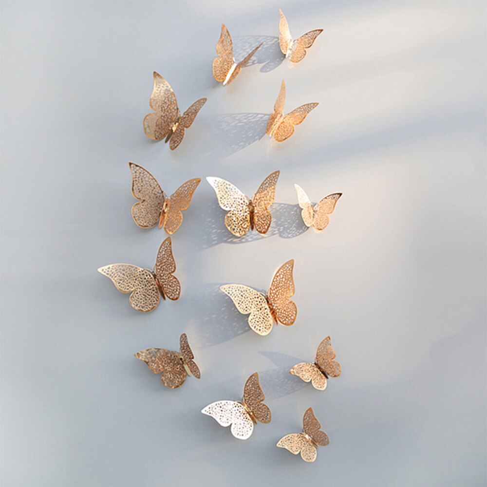 12pcs/set Hollow 3D Butterfly Wall Sticker for Wed... – Vicedeal