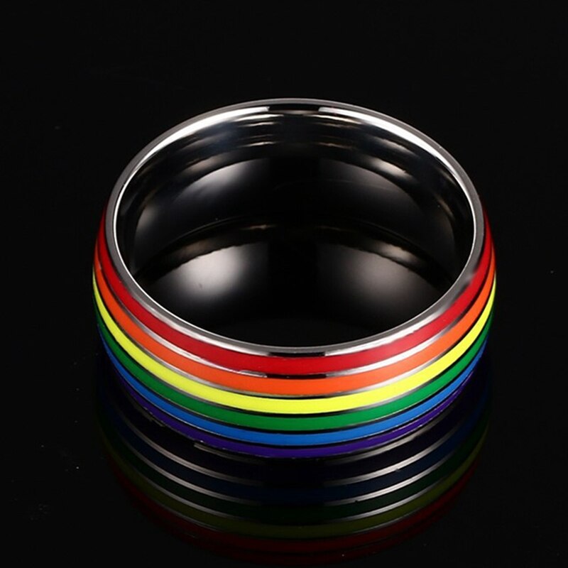 Rainbow LGBT Pride Ring For Lesbian Gay Wedding En... – Vicedeal
