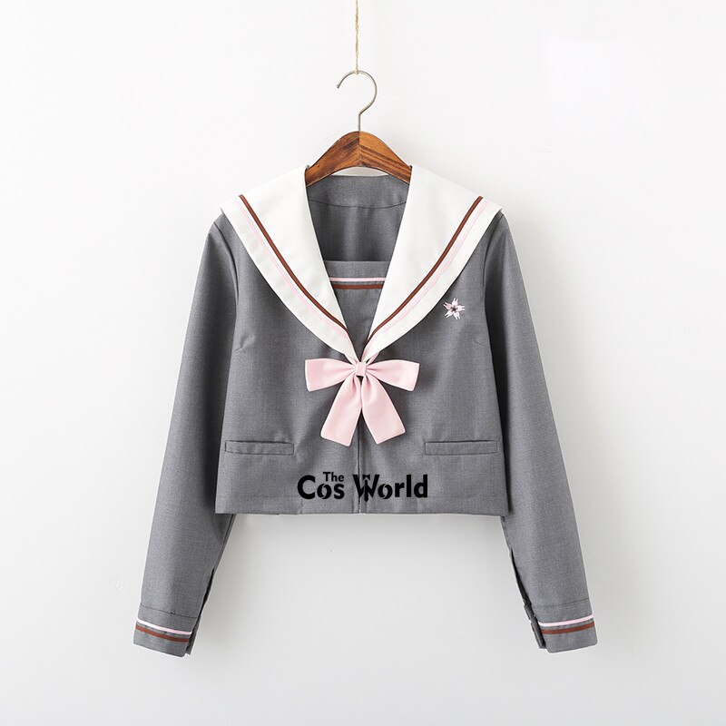 [Mount Sakura] Gray Summer Navy Sailor Suit Tops S... – Grandado