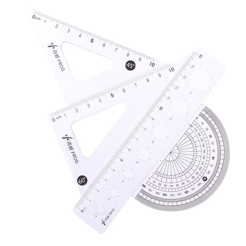 4Pcs plastic school rulers straight angled triangl... – Grandado