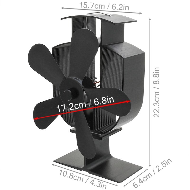 Svart 5 blad värmedriven spis fläkt ved vedbrännar... – Grandado