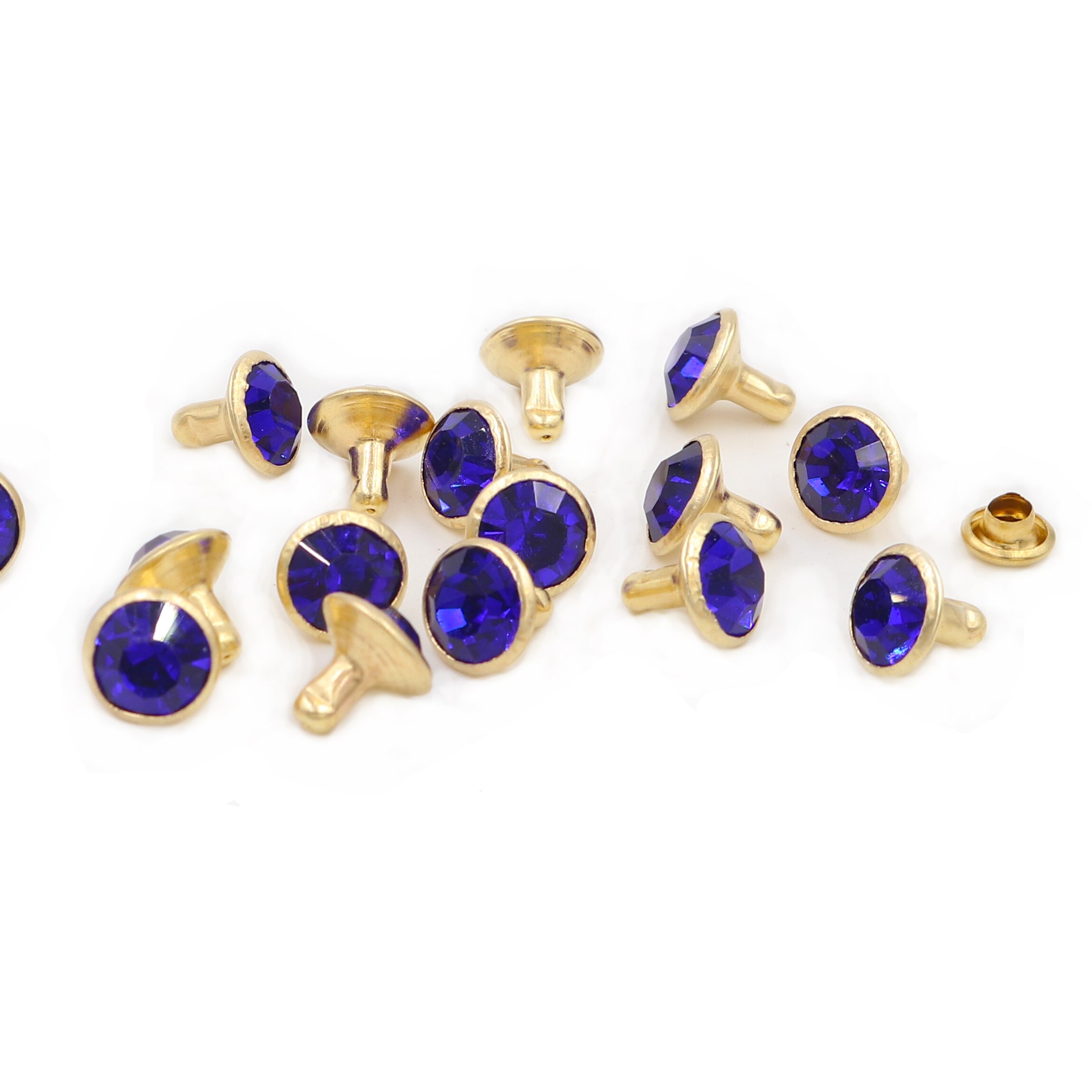 100Sets 8mm Sapphire Crystal Rhinestone Rivets Gol... – Grandado