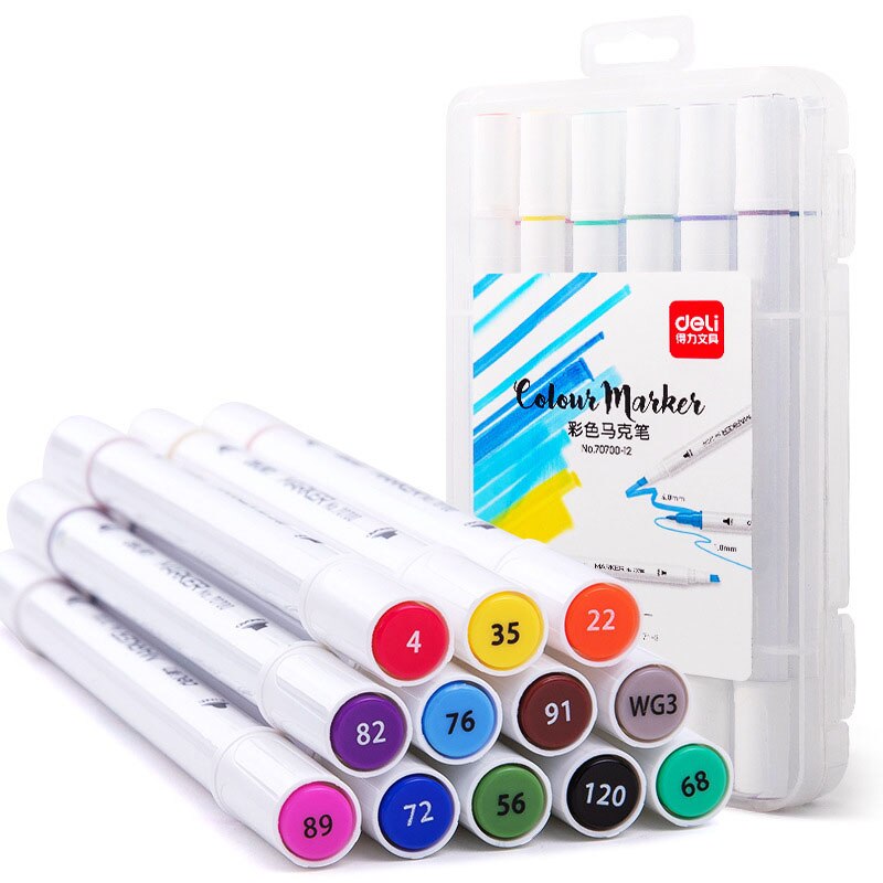 Marker pen 12 color double head color pen 24/36/48... – Vicedeal